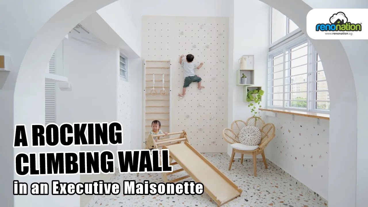 A Dreamy HDB Executive Maisonette with a Rock Climbing Wall for Kids ...