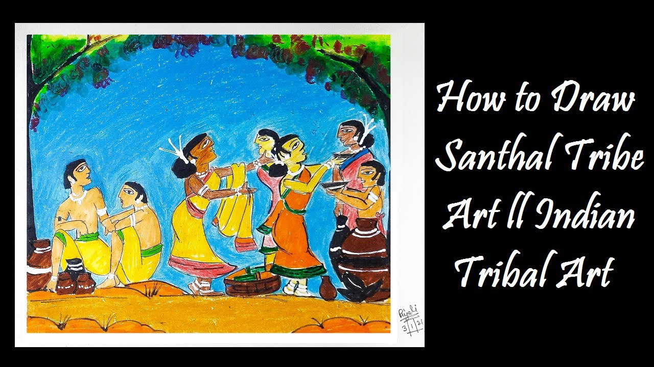 How to Draw Santhal Tribe Art ll Indian Tribal Art - YouTube