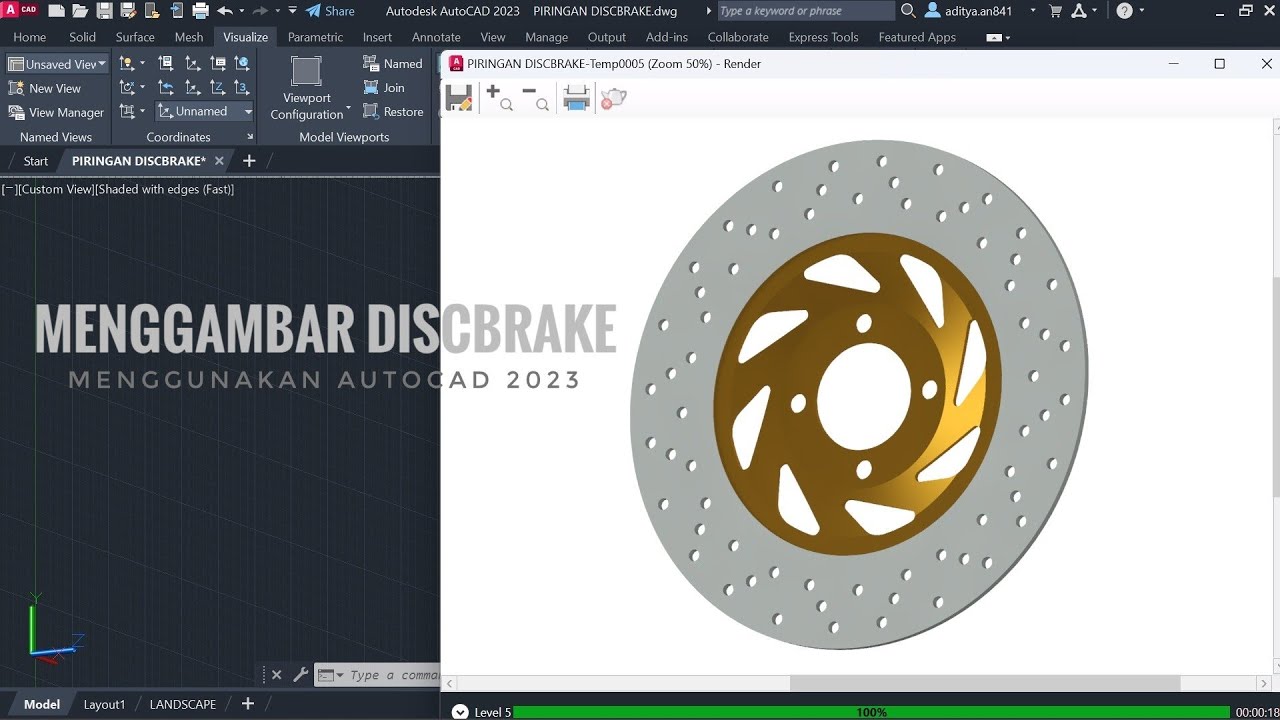 TUTORIAL MENGGAMBAR DISC BRAKE PADA AUTOCAD 2023 - YouTube