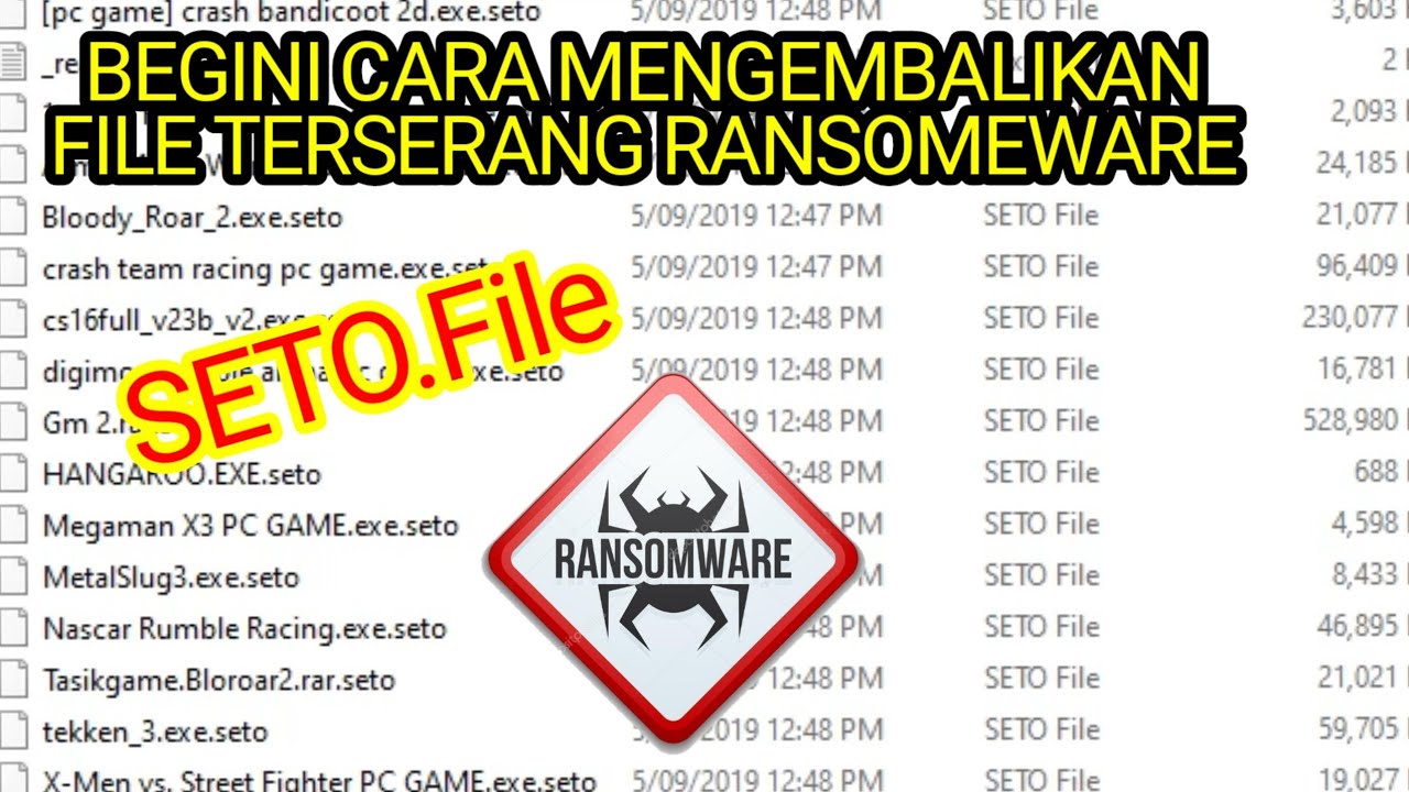 Cara Mengatasi dan Mengembalikan Data Yang Terkena Virus Ransomware File SETO - YouTube