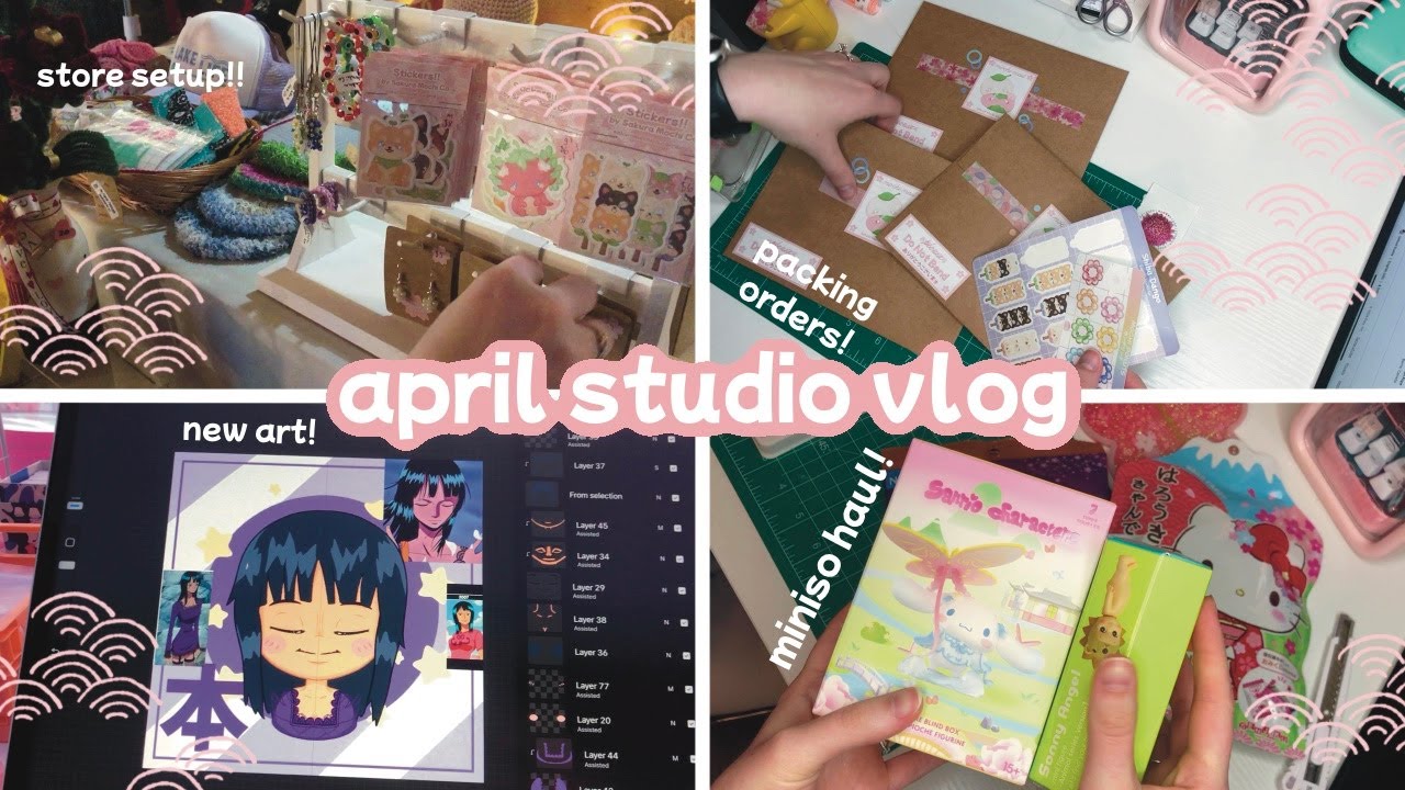 april studio vlog | retail shop setup | packing orders | blind box ...