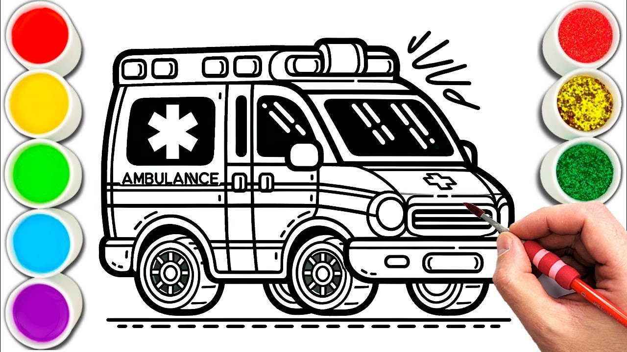 Ambulance Car Drawing, Painting & Coloring For Kids and Toddlers_ Child ...
