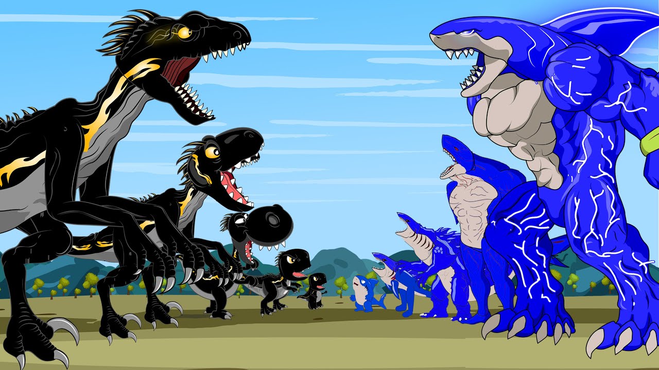 BLACK INDORAPTOR vs BLUE SHARKZILLA : Who Is The King Of Dinosaurs ...