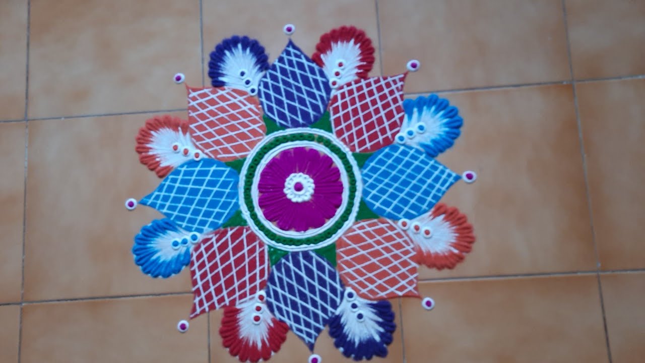 easy and simple rangoli with colours | beautiful rangoli | #magic ...