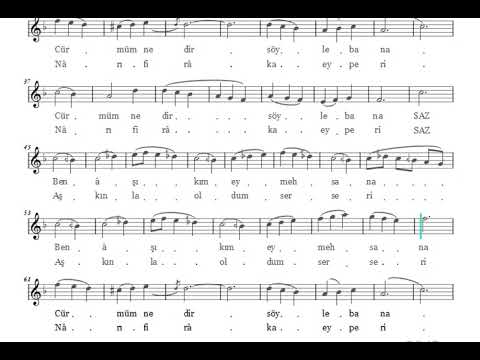 Ey Çeşmi Ahu Mehlika - Nota Eşliğinde Karaoke (Ahenk: Kız Neyi - 4 Ses - G)