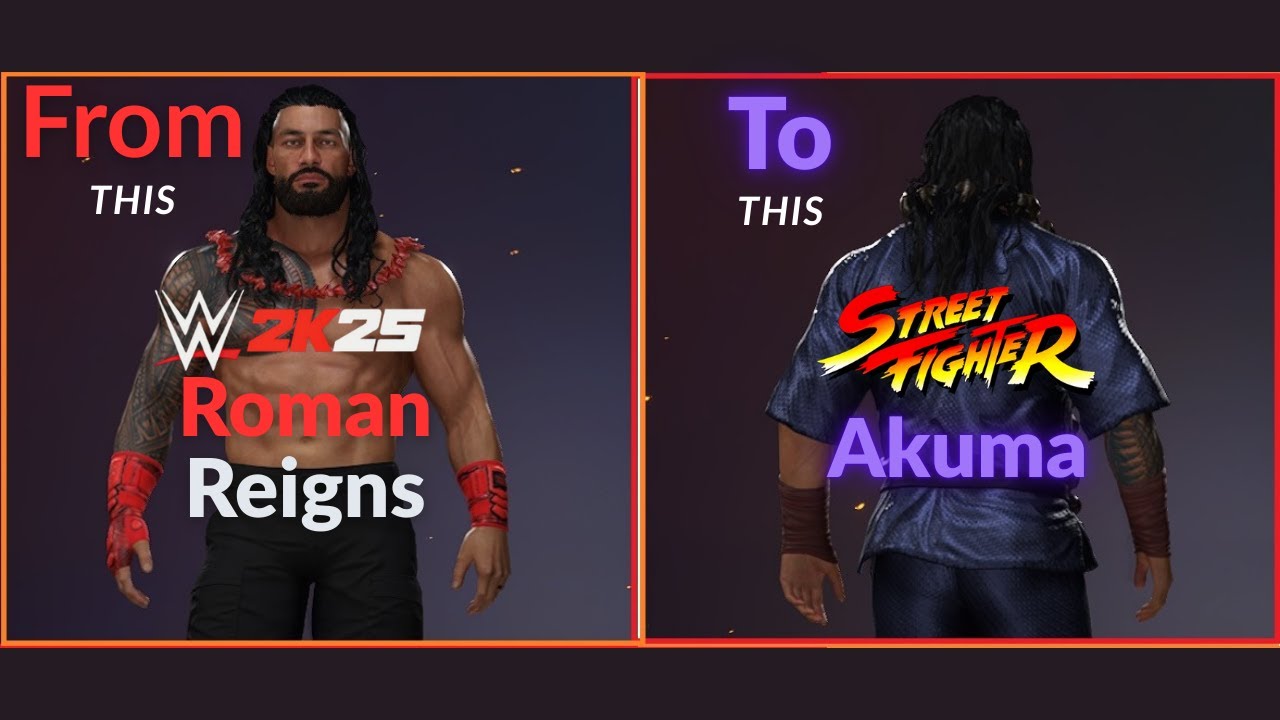 Roman reigns as Akuma cosplay in WWE 2K25 | WWE x Street Fighter ...