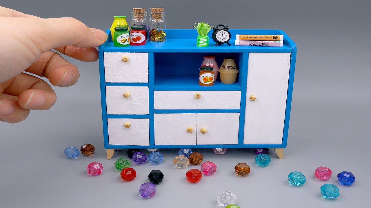 MINIIKEA |DIY miniature drawer cabinet model tutoriall dollhouse ...