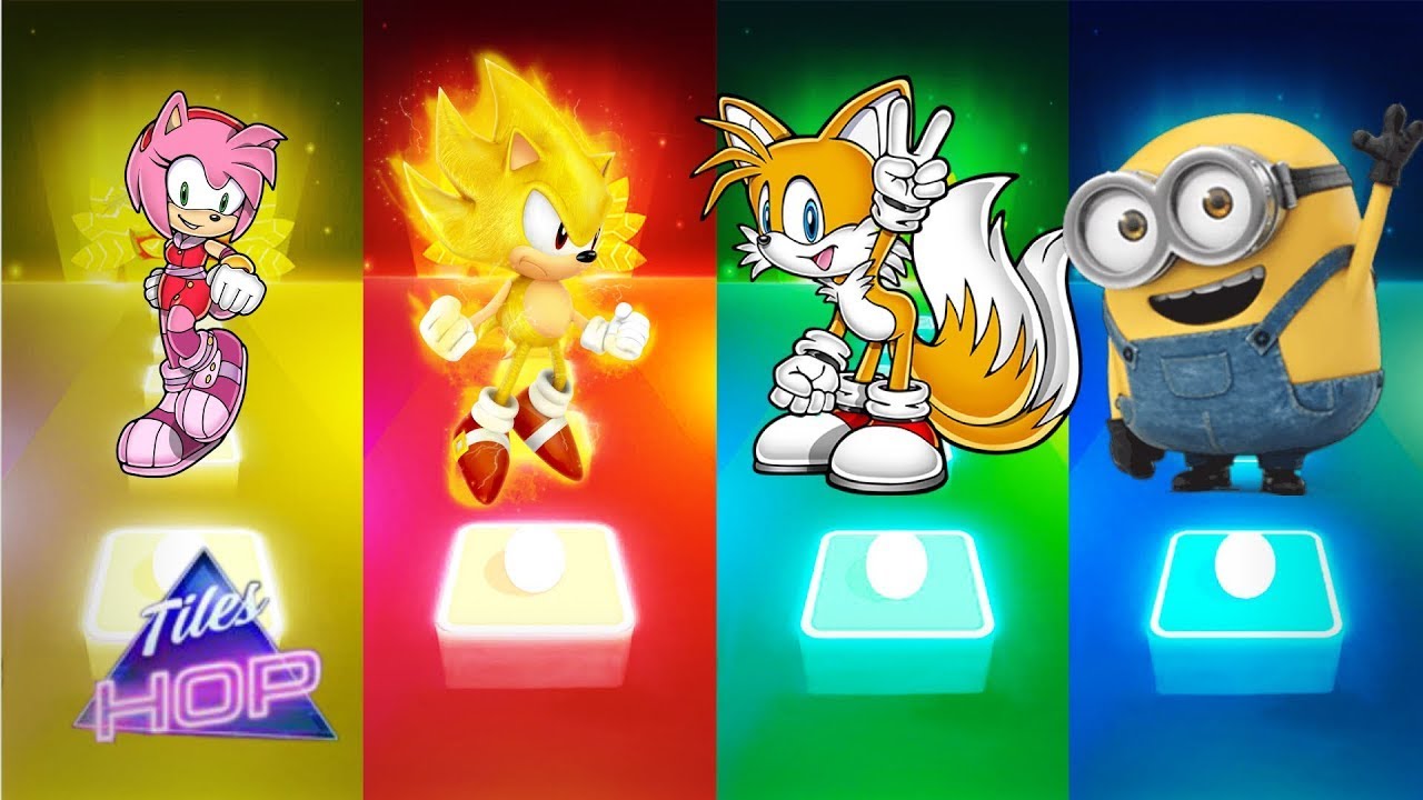 Amy Rose vs Super Sonic vs Tails vs Minions | Tiles Hop EDM Rush Remix ...