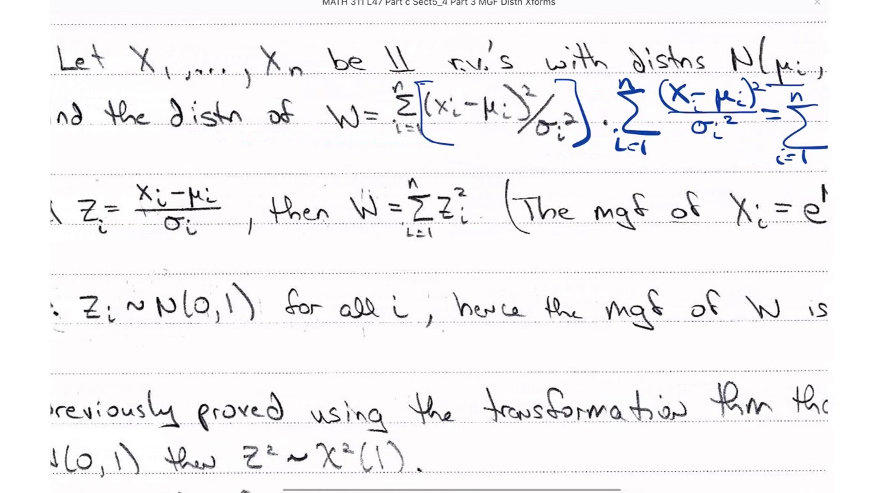 Probability Theory L47c Section 5.4 Part 3 Moment Generating Function ...