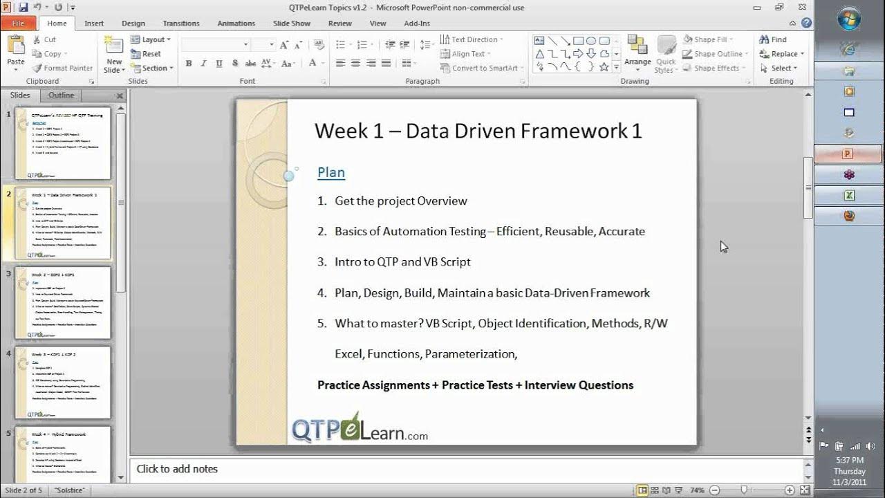QTP Training Day 01 3 min preview VB Scripting Descriptive Programming Frameworks - YouTube