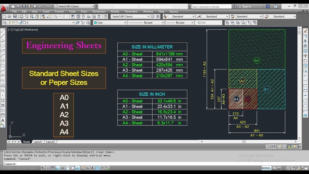 Engineering Standard Sheets II Paper sizes, AutoCadHindi/Urdu Tutorial ...