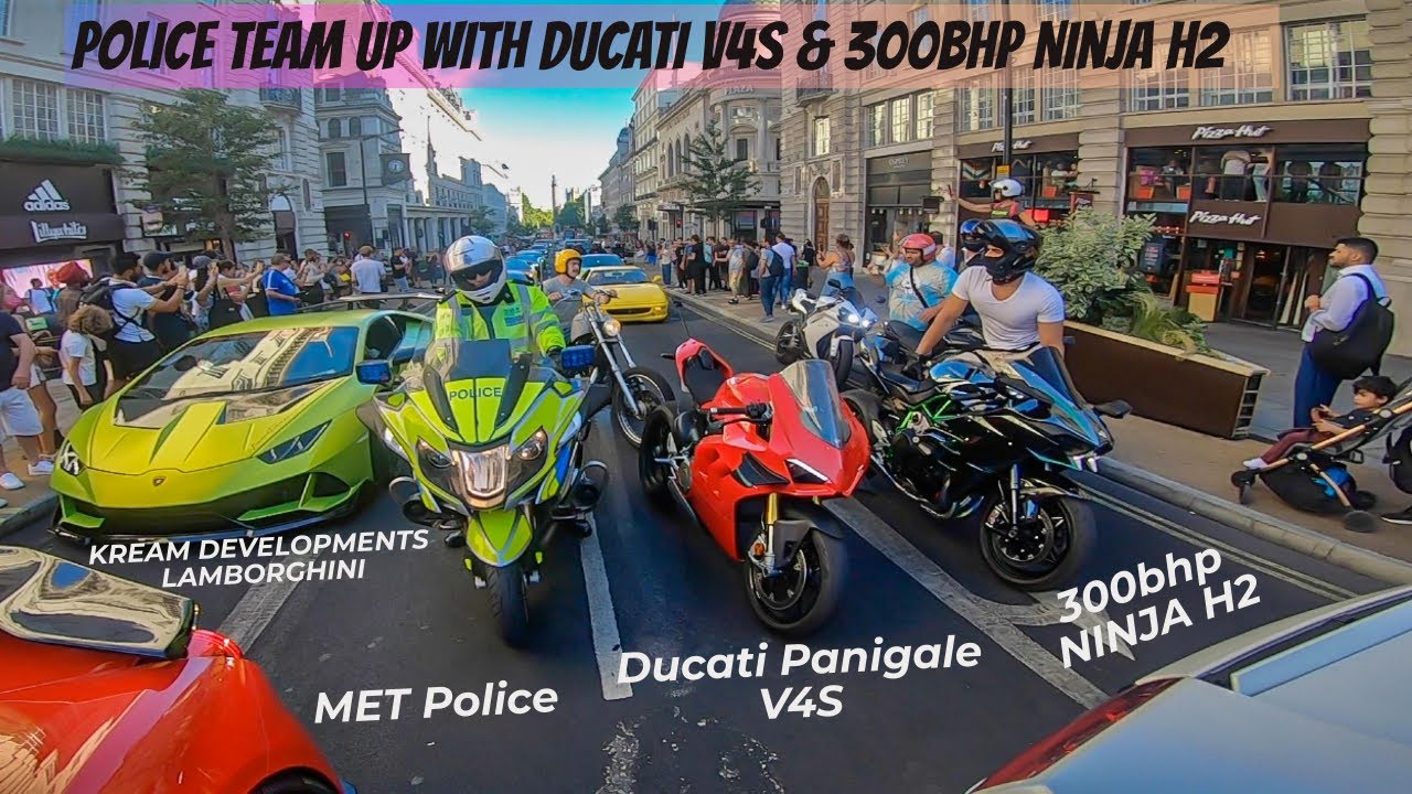 Police Team Up With 300BHP Ninja H2 & Ducati Panigale V4S - YouTube