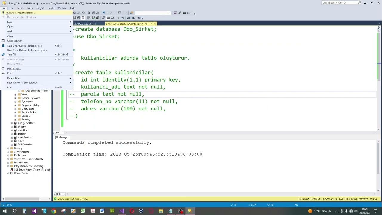 MSSQL Veritabanı ve Tablo Oluşturma, ASP.NET ile MSSQL Veri Ekleme - YouTube