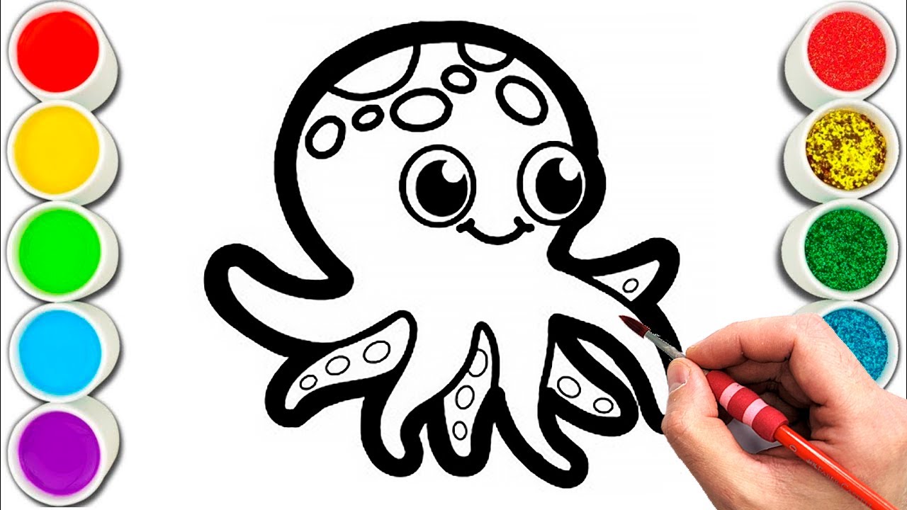 Octopus 🐙 Drawing, Painting & Coloring For Kids and Toddlers_ Child Art ...