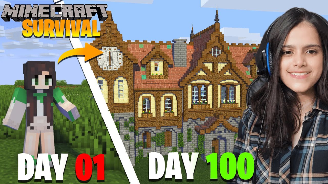 I Survived 100 Days In Minecraft To Build My Dream House In Minecraft ...