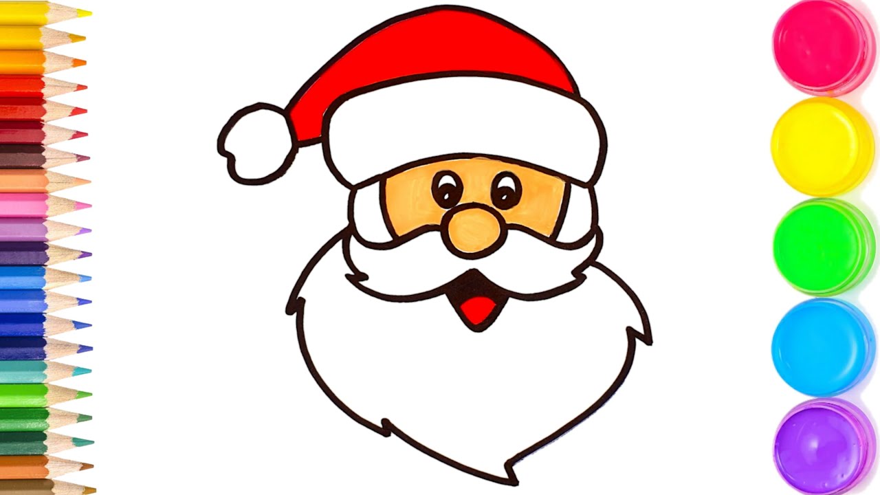 How to draw easy Santa Claus face step by step|| kids Christmas drawing ...