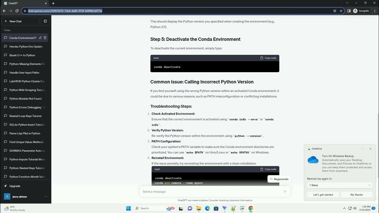 conda environment using calling incorrect python version - YouTube