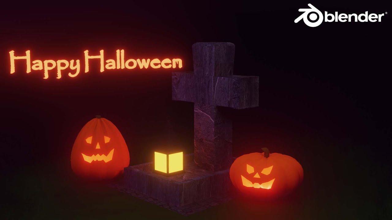 Halloween scene with pumpkins - Overview in Blender - YouTube
