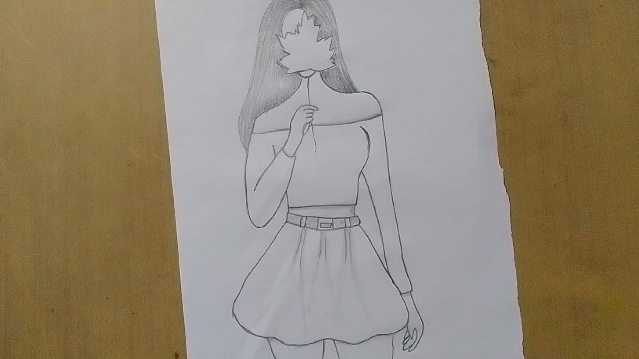 Girl cover her face with Leaf 🍁 drawing ll drawing ideas ll #drawing # ...