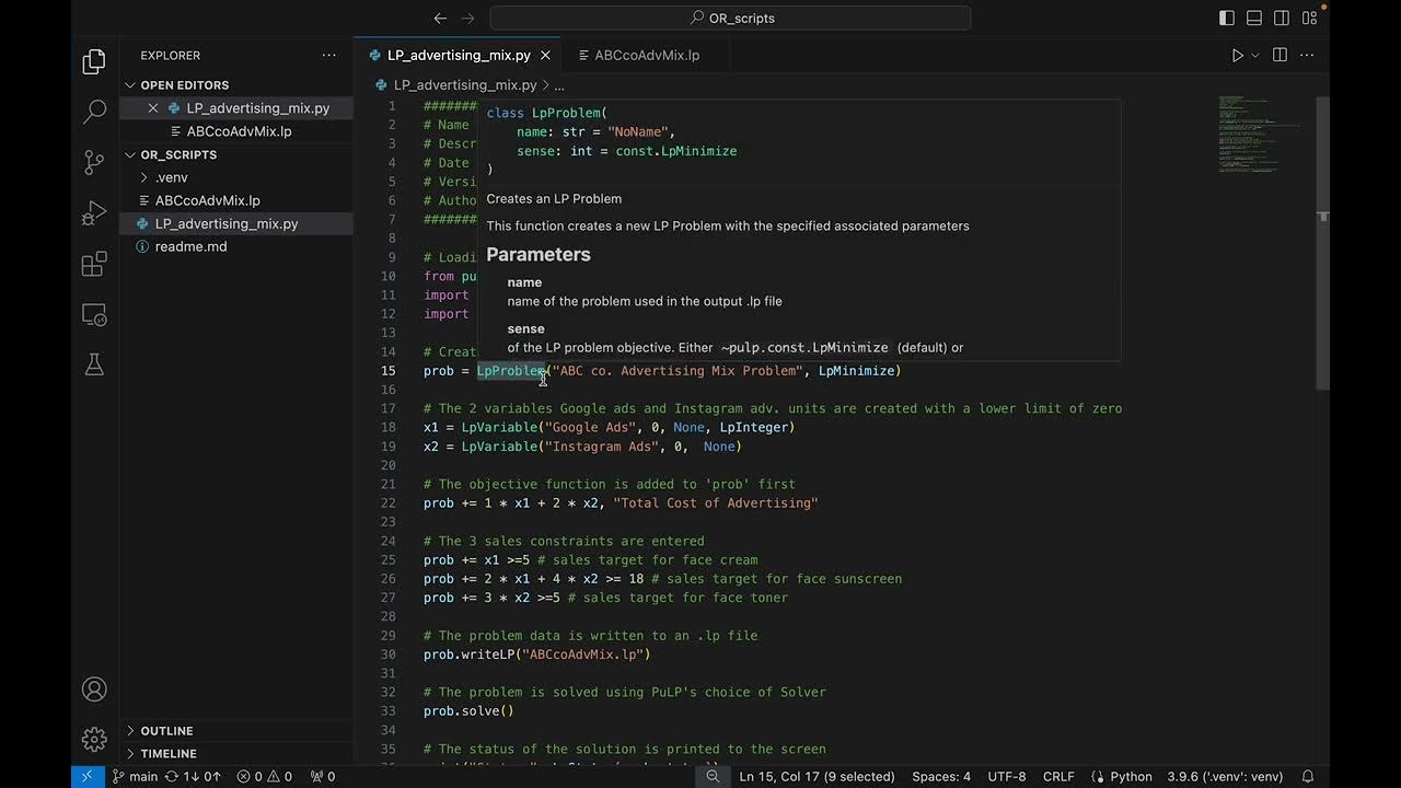 ORM Basics - Solving Advertising Mix LP Problem Using PuLP Python Package - YouTube