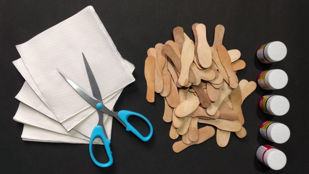 Tissue Paper and Icecream Spoons craft idea| Best Out of Waste Craft ...