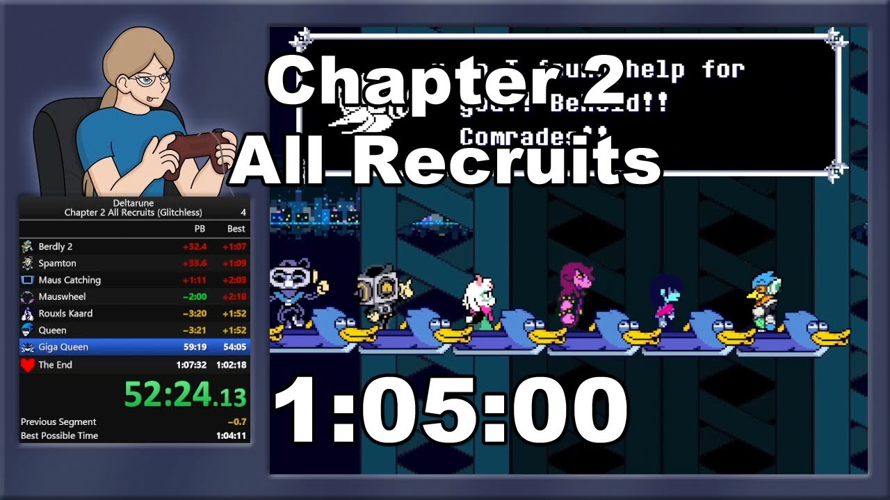 Deltarune Chapter 2 All Recruits (Glitchless) Speedrun in 1:05:00 - YouTube