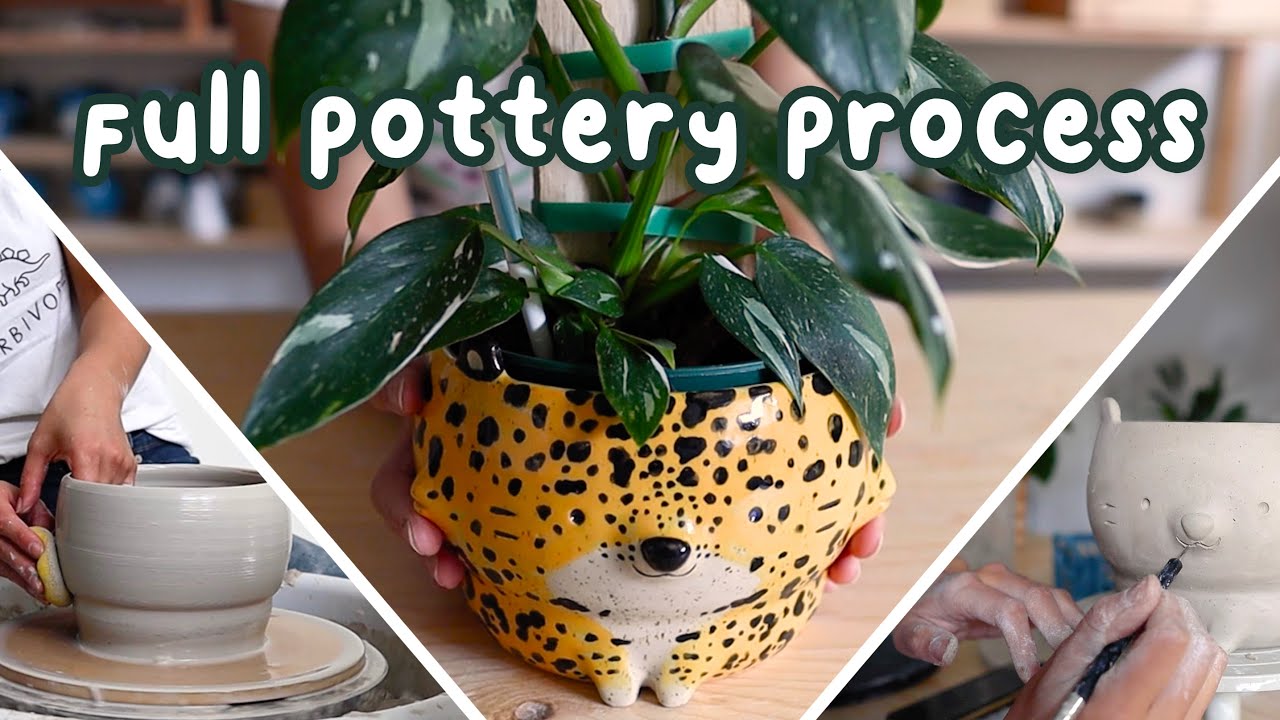 Making pottery for my plants ~ sculpting, painting and creating a cute ...
