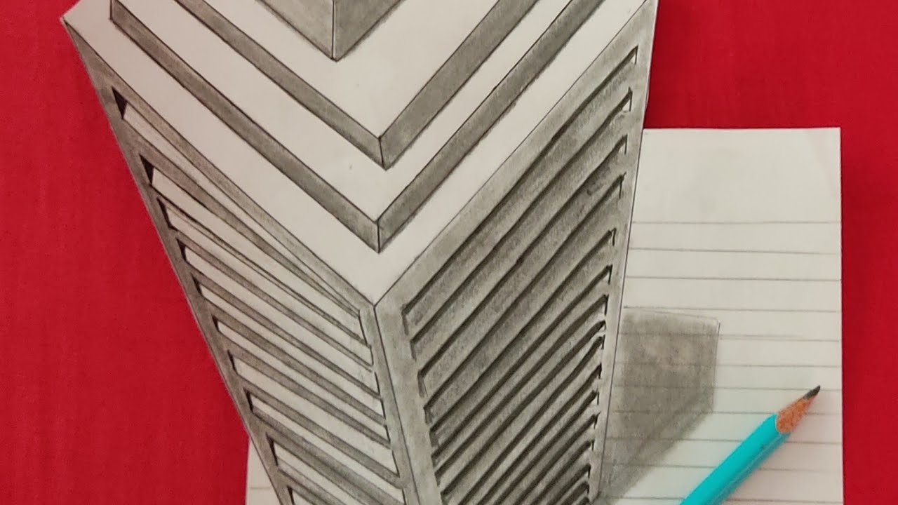 3D Skyscraper... Easy and simple drawing - YouTube