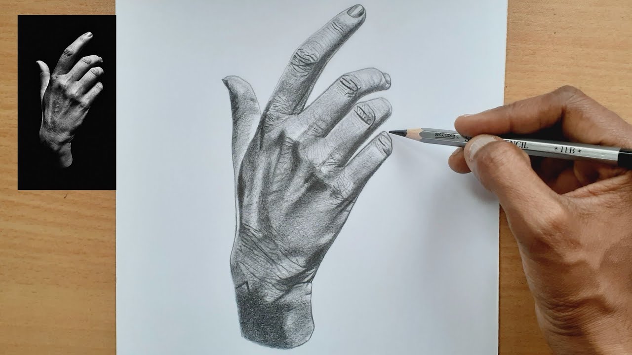Drawing Realistic Hand | Step by step Tutorial | For beginners - YouTube