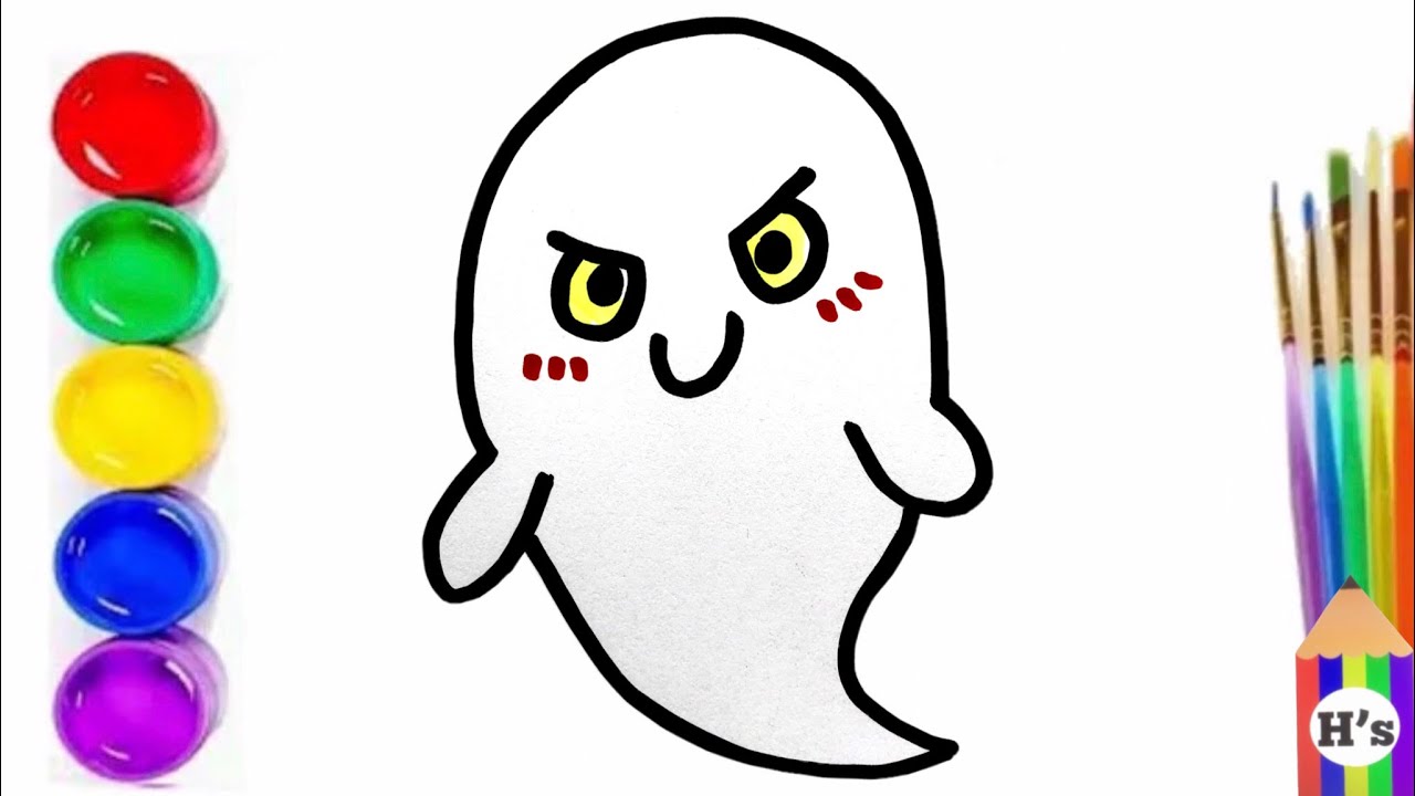 How To Draw a Cute Ghost | Bolalar uchun arvoh rasm chizish | рисунок ...