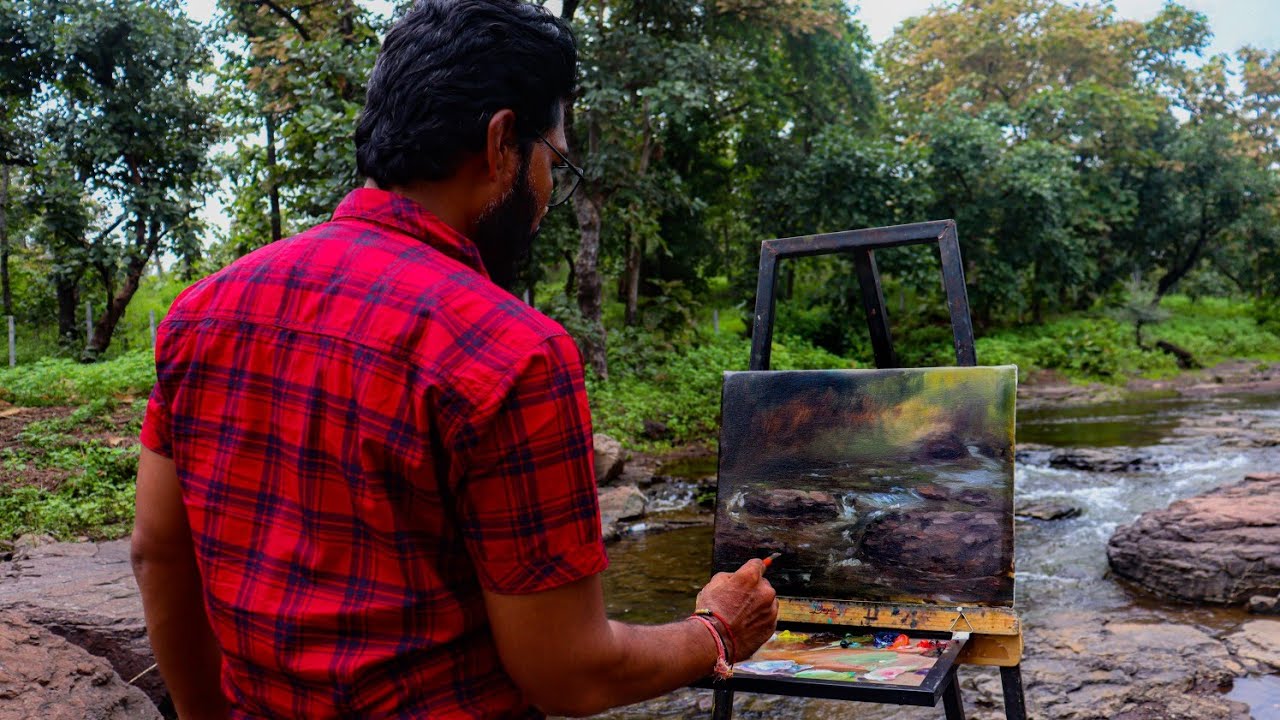Live Landscape In Nature ll Oil Painting ll Landscape In Jungle ll Art ...