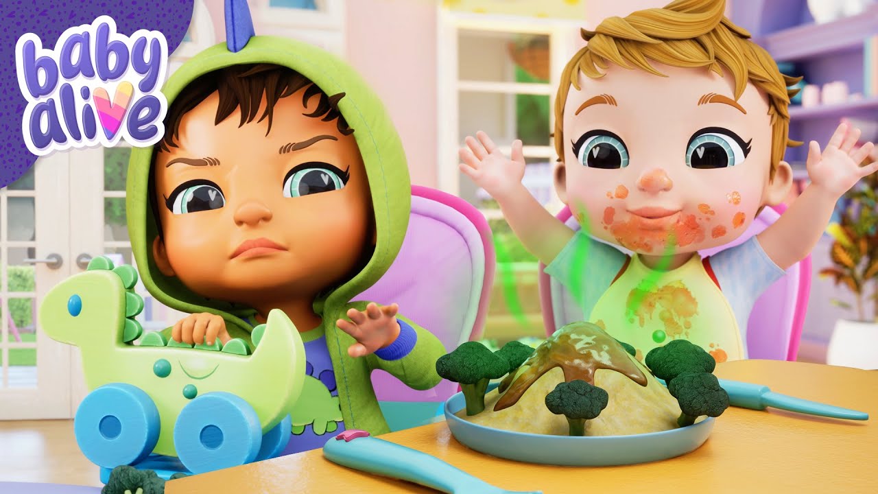 De baby's proberen nieuwe voeding 🍽️ Gloednieuwe Baby Alive-aflevering ...
