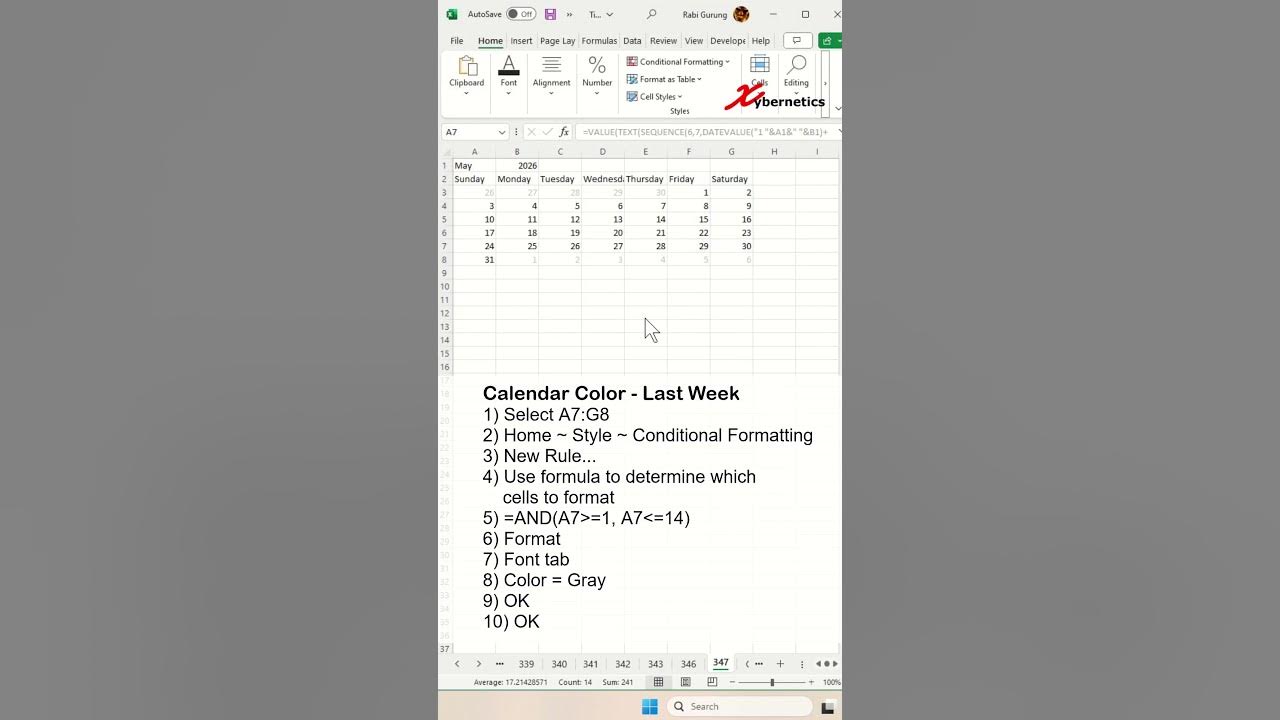 Calendar Template In Excel - PART 2 - Excel Tips and Tricks - YouTube
