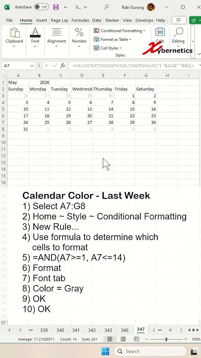 Calendar Template In Excel - PART 2 - Excel Tips and Tricks - YouTube
