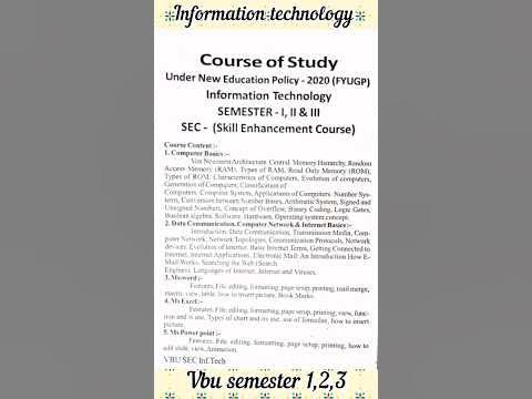 Vbu semester 1,2,3 SEC Information Technology vidya guess||skill ...