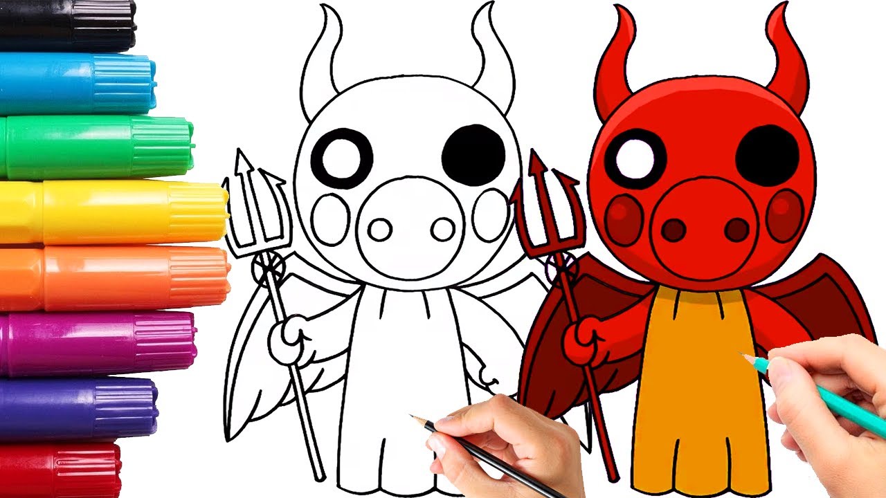 How To Draw Devil Piggy 🔥 Roblox - YouTube