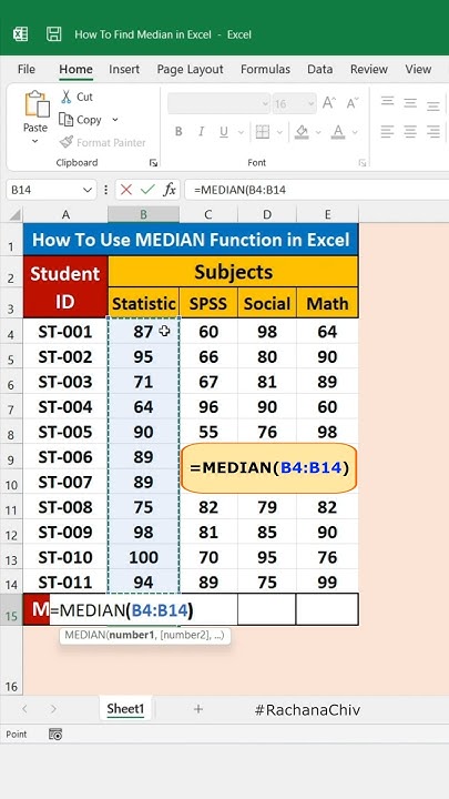 How to Calculate Median Number Use MEDIAN Function in Excel || Excel & Statistics || #short # ...