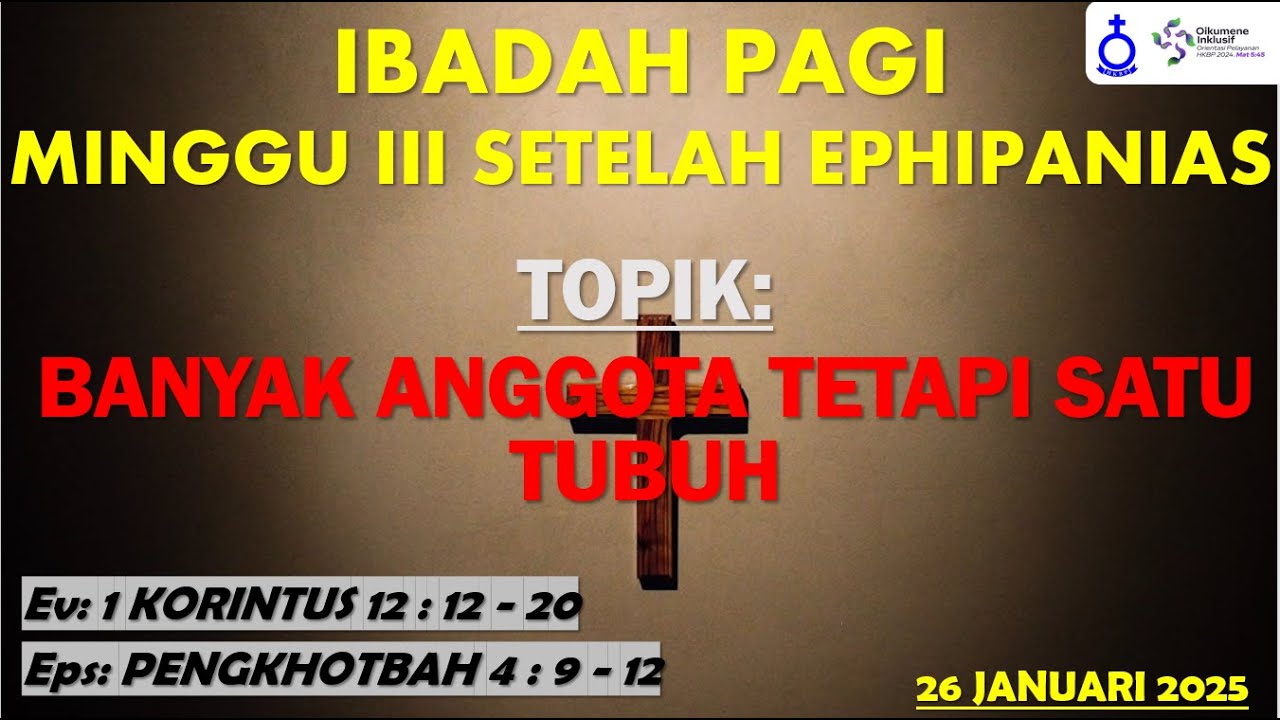 IBADAH PAGI | MINGGU III SETELAH EPHIPANIAS | PUKUL 08.00 WIB - YouTube