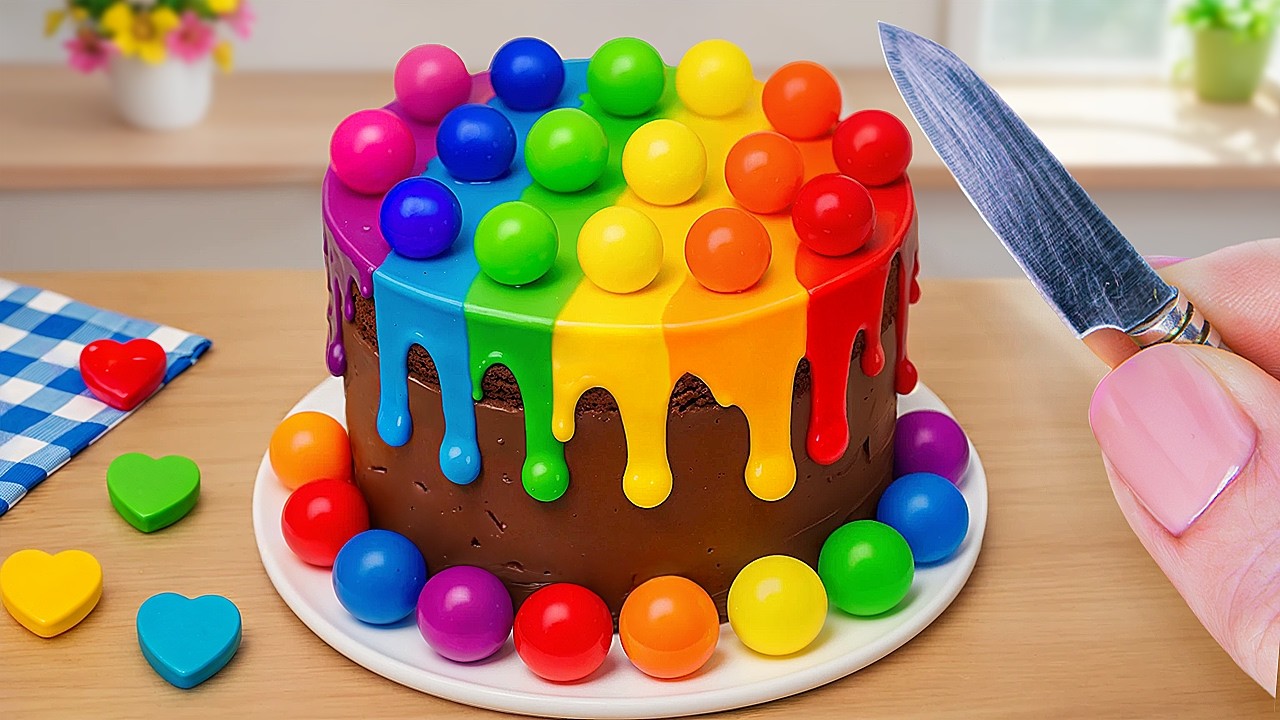 Miniature Rainbow Chocolate Cake with Pop It Decorating Tutorial ...