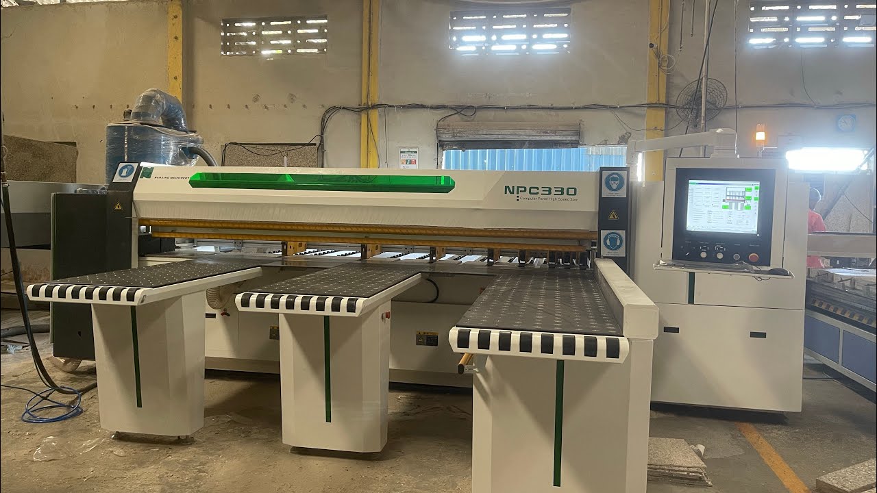 Nanxing woodworking machinery npc 330 computer panel saw - YouTube