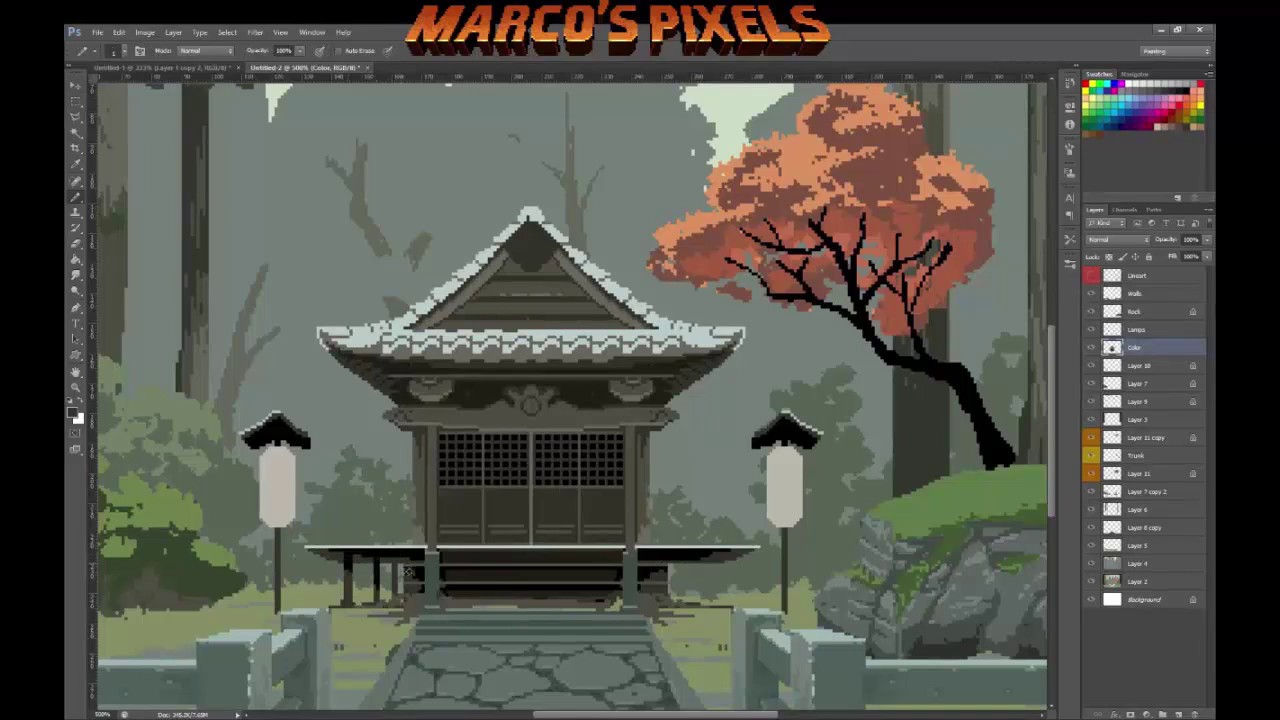 Pixel art Shrine process (narrated) - YouTube