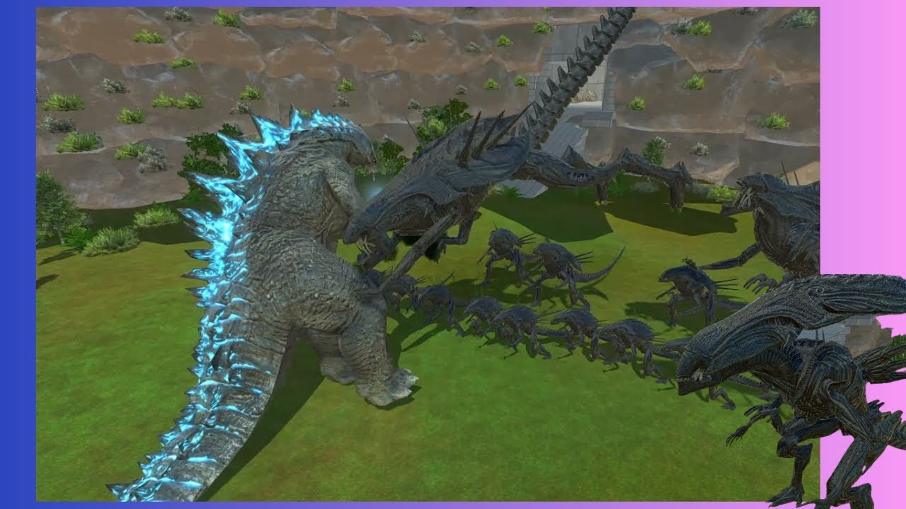 Godzilla 2014 Vs Xenomorph Squad , Giant Xenomorph, Who win ? - YouTube