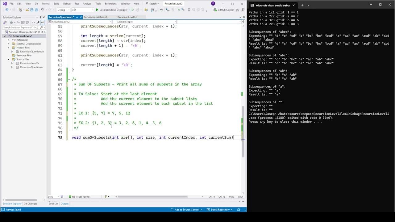 C Programming Recursion: Sum Of Subsets - YouTube