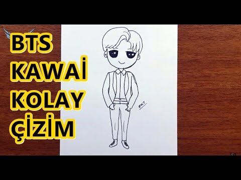 KAWAİ BTS ÇİZİMİ BTS RESMİ NASIL ÇİİZLİR - KOLAY RESİM ÇİZME