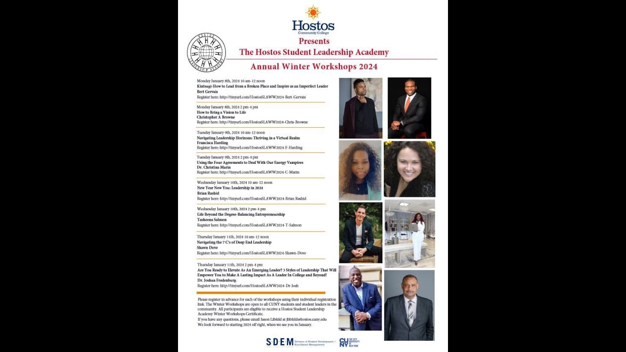 Hostos Student Leadership Academy Annual Winter Workshops 2024 with ...