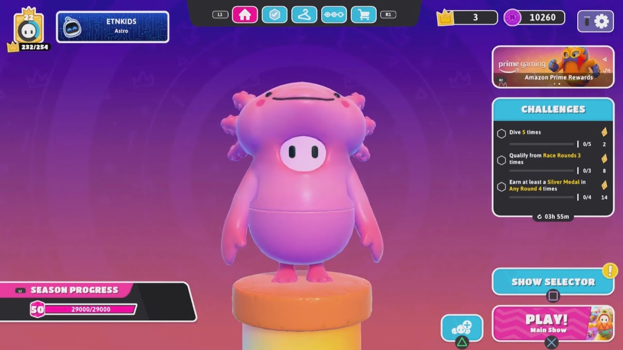 Fall Guys PS5 Axolotl Skin Gameplay - YouTube