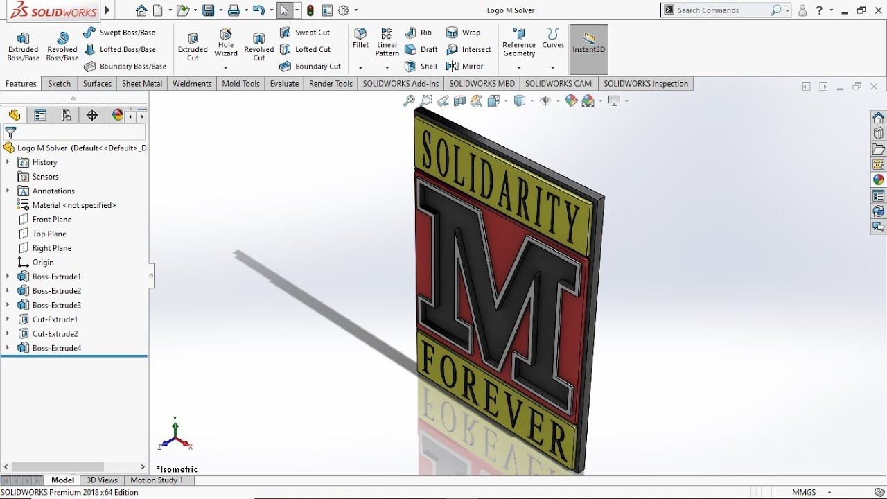Design Logo "M Solver" Utilizing Solidworks - YouTube