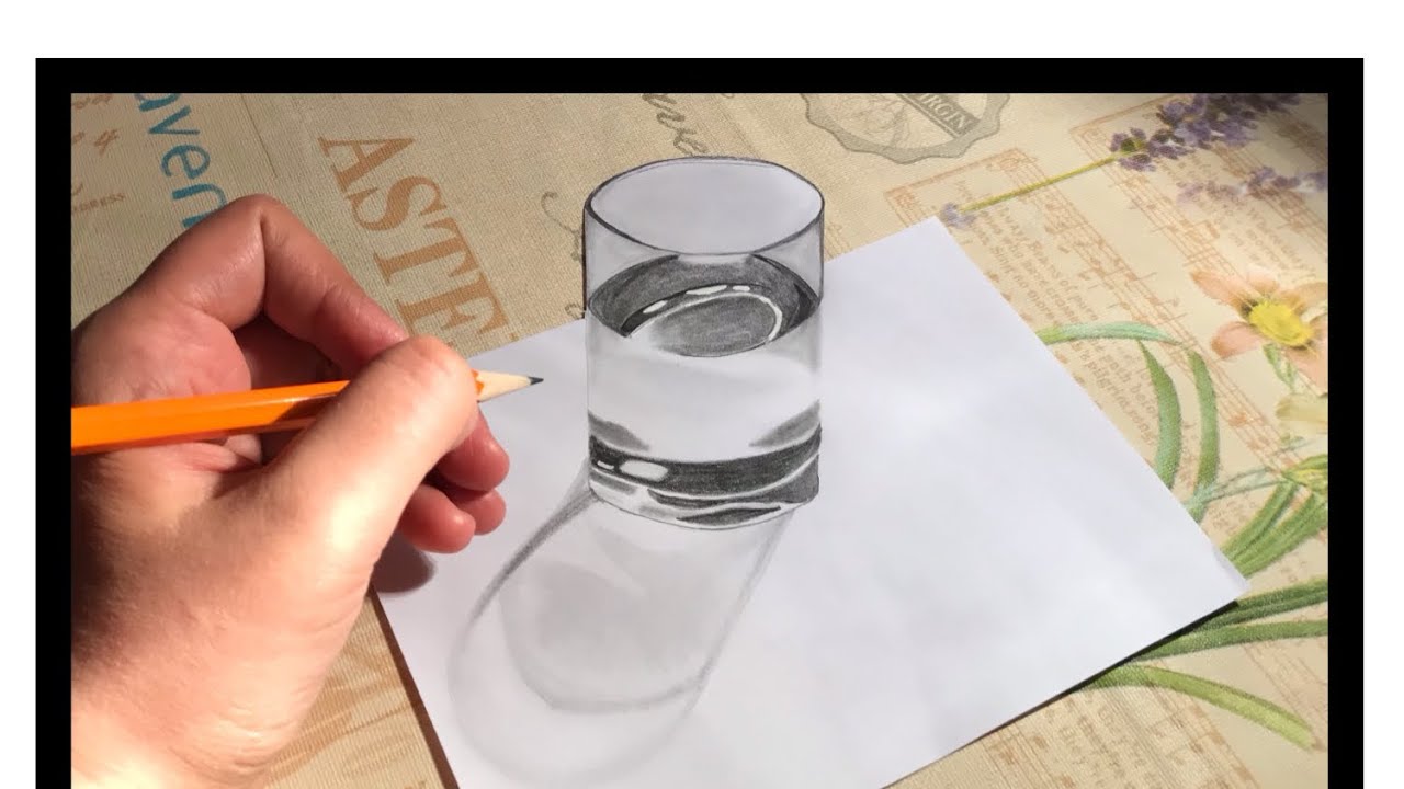 How to draw 3D Glass Drawing l 3D Art l Easy Drawing Ideas - YouTube