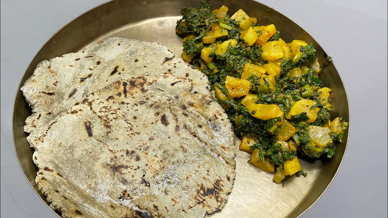 Winter special radish sabji with millet flour roti-मूली पत्ते की सब्जी ...