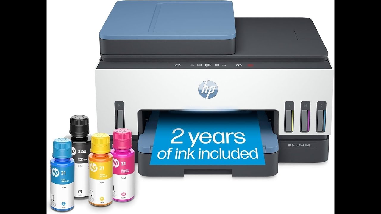 HP Smart Tank 7602: 2-Year Ink, Wireless All-in-One - YouTube